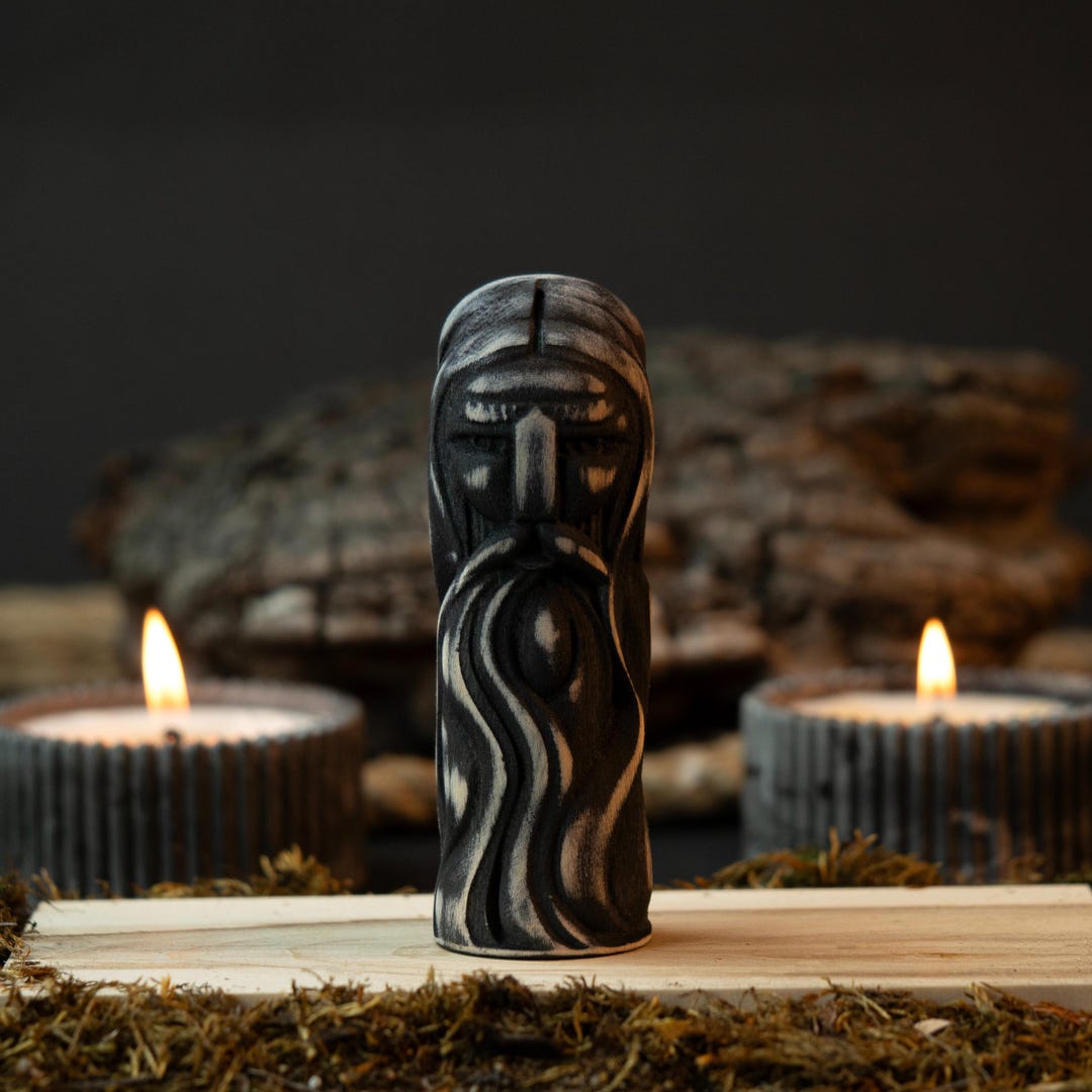 Odin Figurine – 4.7" Black Wooden Norse God of Wisdom and Runes ...