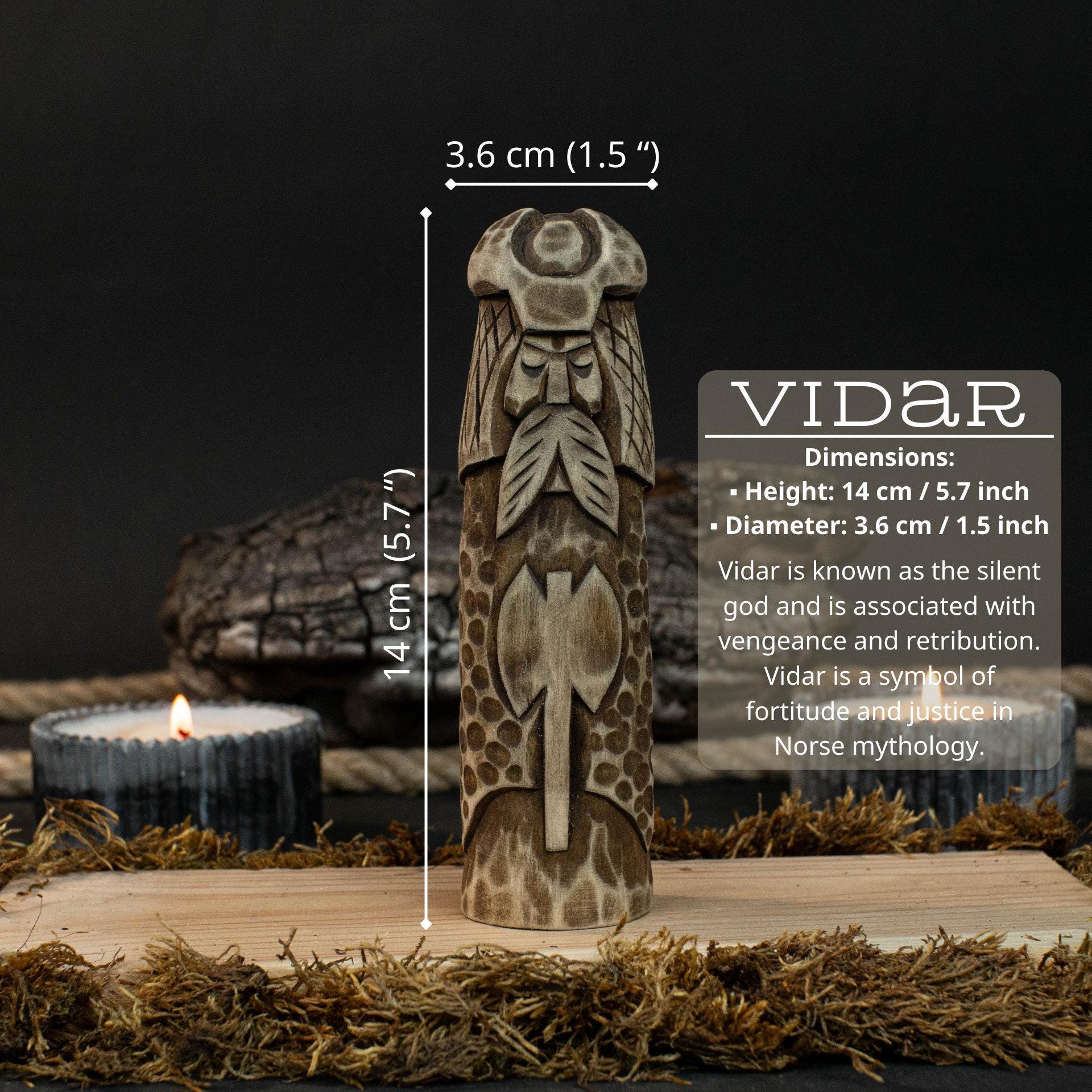 Vidar Wooden Norse God Figurine, Viking Statue for Altar, Shelf Decor ...