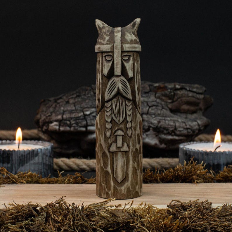 Wooden Tyr Statue 6-inch – Norse God of Justice for Asatru Altar ...