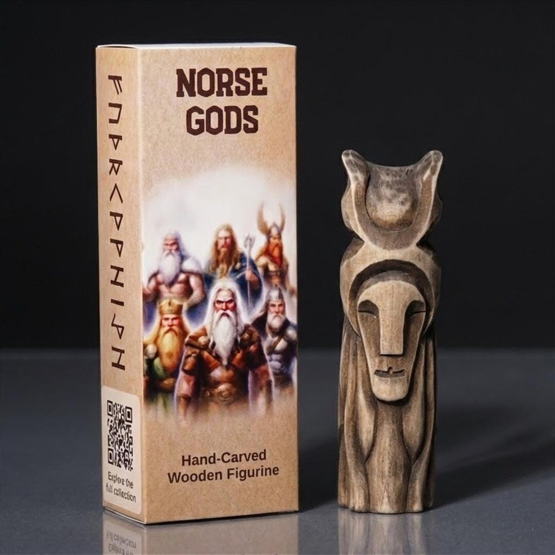 Wooden Loki Statue – Scandinavian Wood Sculpture for Asatru Altar ...