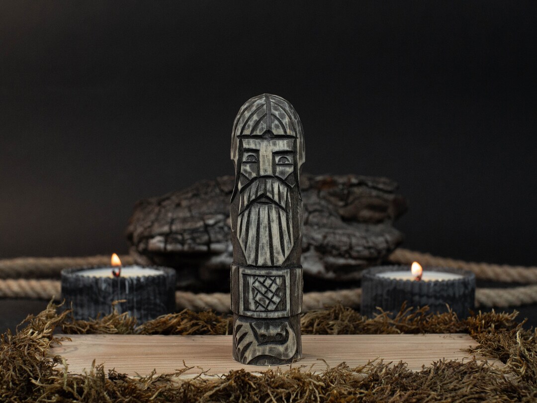 Wooden Figurine Freyr. Scandinavian God. Wood Carving. Altar Heathen ...