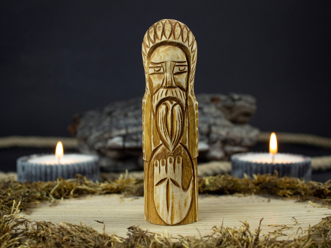 Wooden Figurine - Freyr. Scandinavian God. Wood Carving. Altar Heathen ...