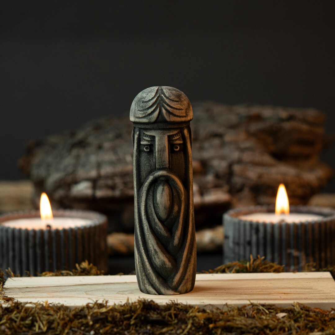 Black Perun Wooden Figurine – 4.7" Slavic God of Thunder and Justice ...