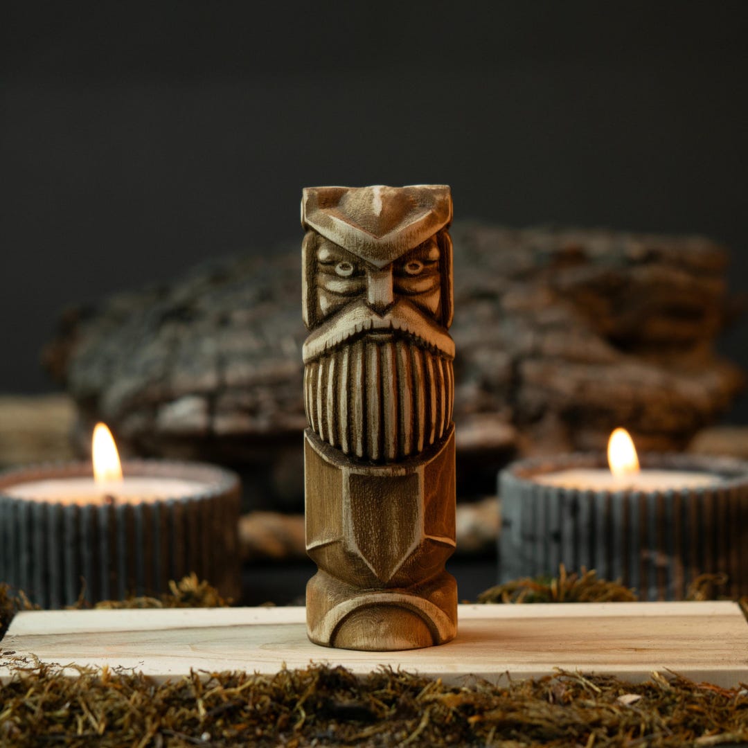 Brown Thor Wooden Figurine – 4.7" Norse God of Thunder and Protection ...