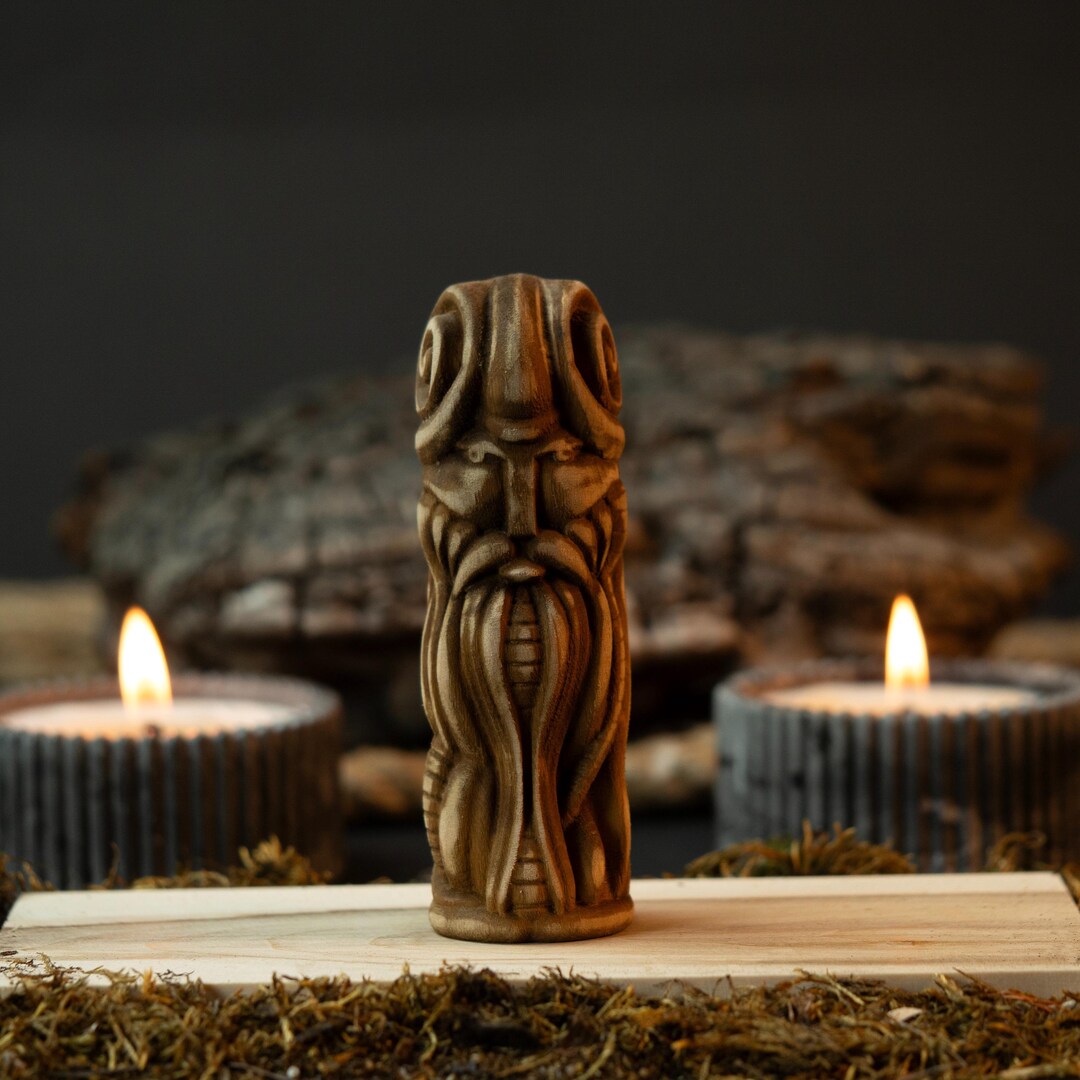 Brown Borr Wooden Figurine – 4.7" Norse Ancestral God of Strength and ...