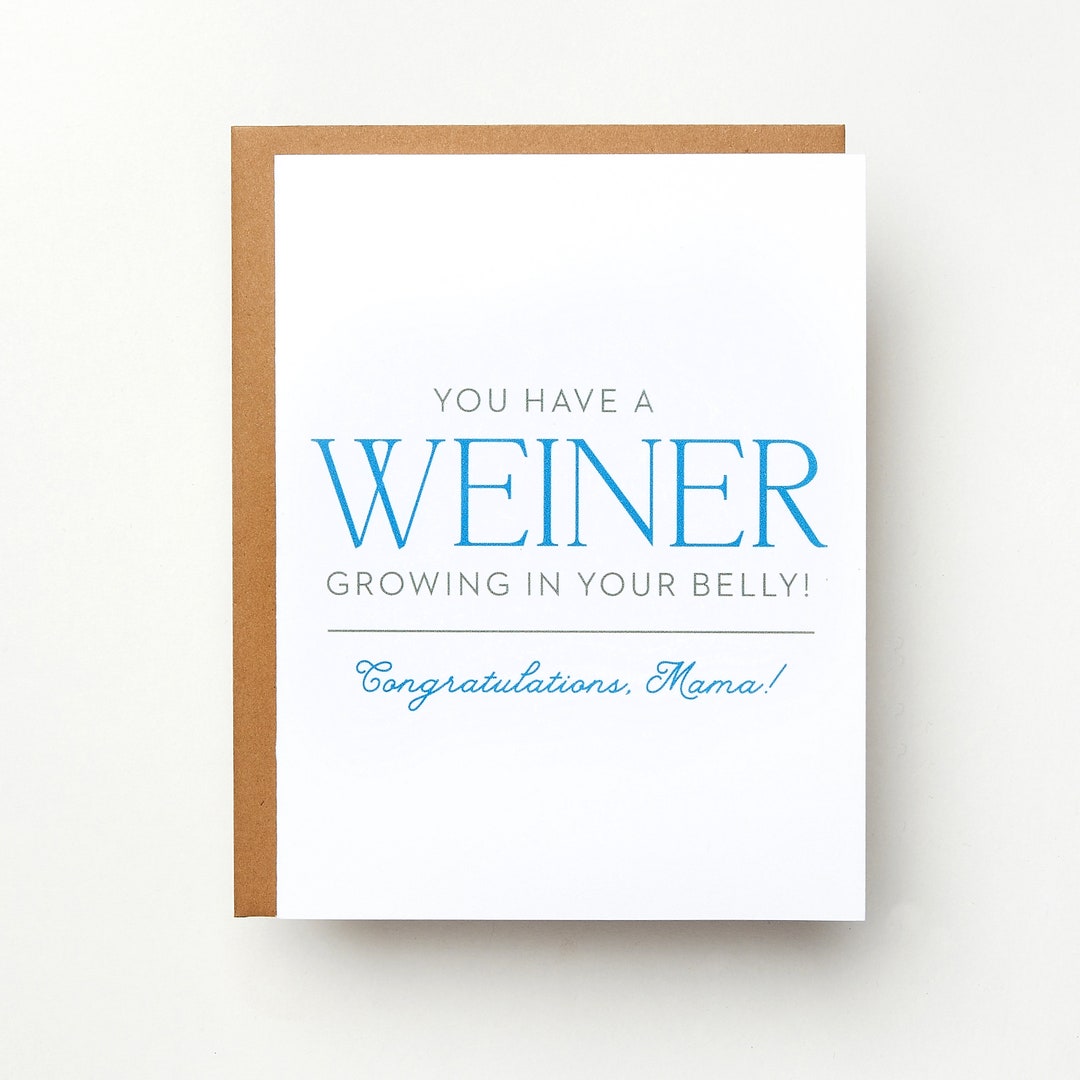 There's a Weiner Growing in Your Belly | Pregnancy Card | Baby Shower ...