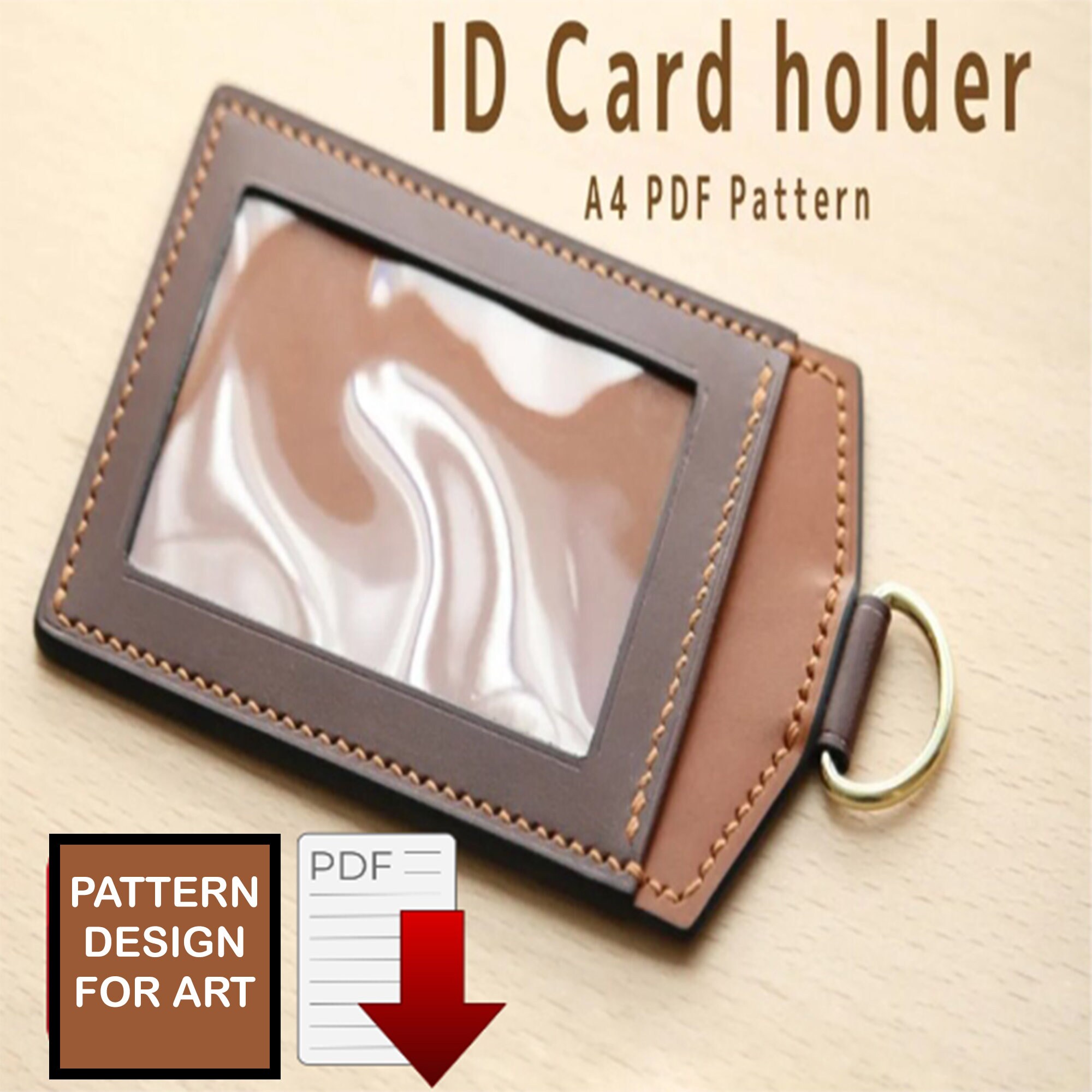 Leather Card Holder PDF Pattern / ID Card Holder / Leather Accessories ...