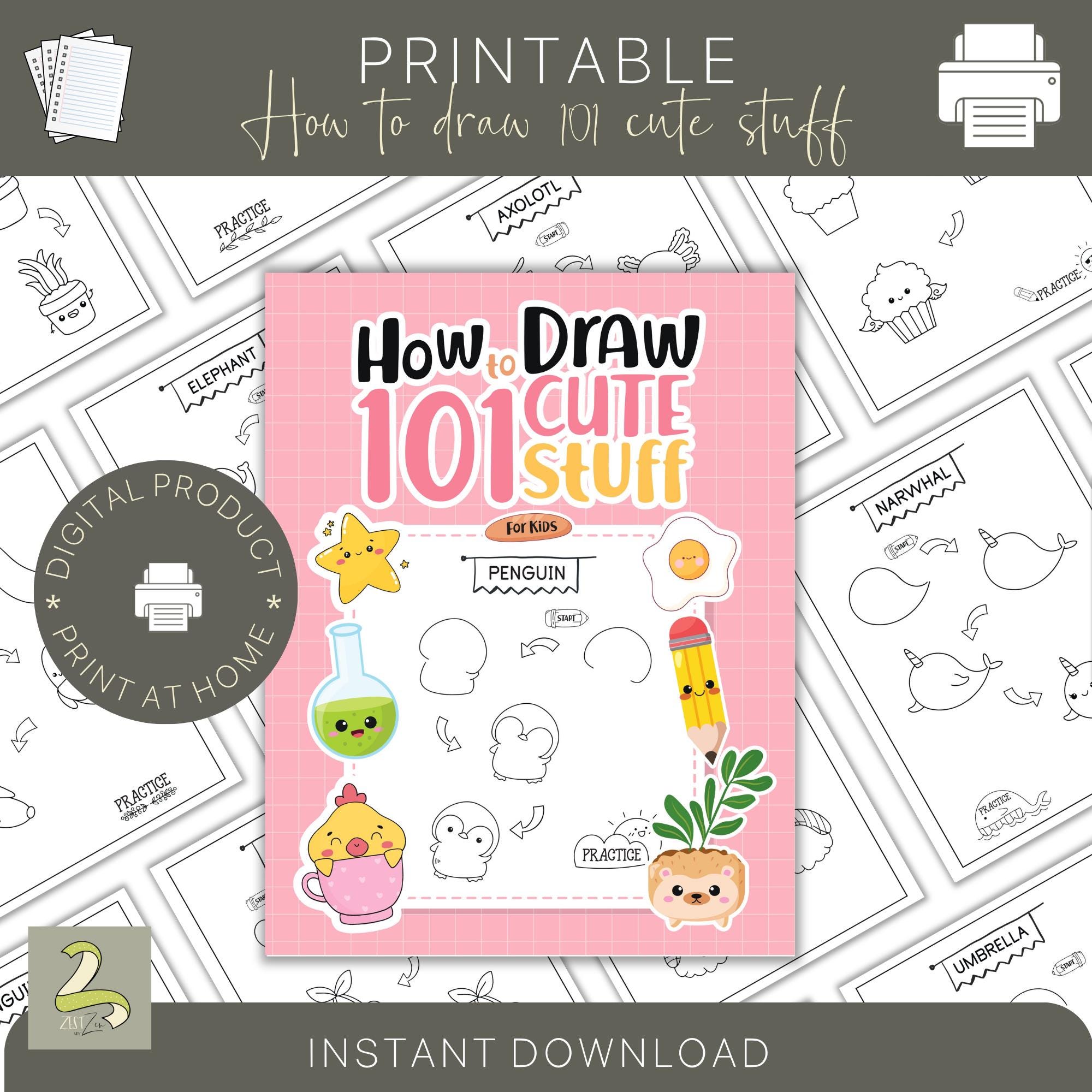 How to Draw 101 Cute Animals and Other Objects, Easy Step-by-step ...