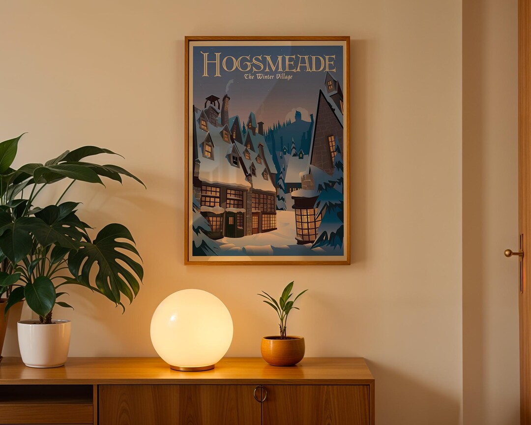 Hogsmeade Winter Village Poster – Cozy Magical Snow Town Print – Harry ...
