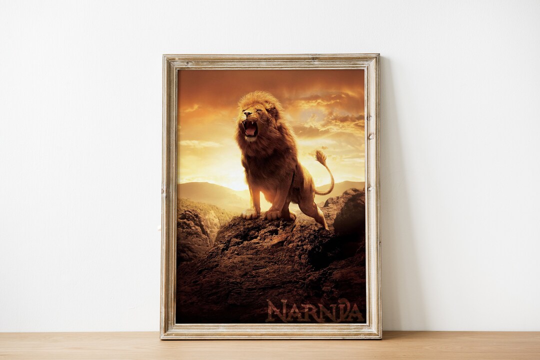 Narnia Art Print, Lamppost and Aslan, Narnia Poster, Oil Painting Wall ...
