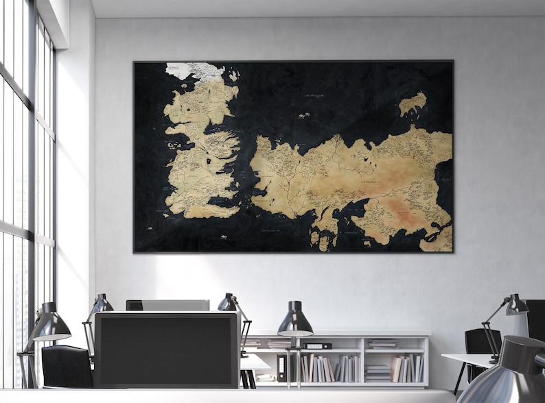 Game of Thrones Map – Westeros Wall Art, Known World Map Print, Fantasy ...