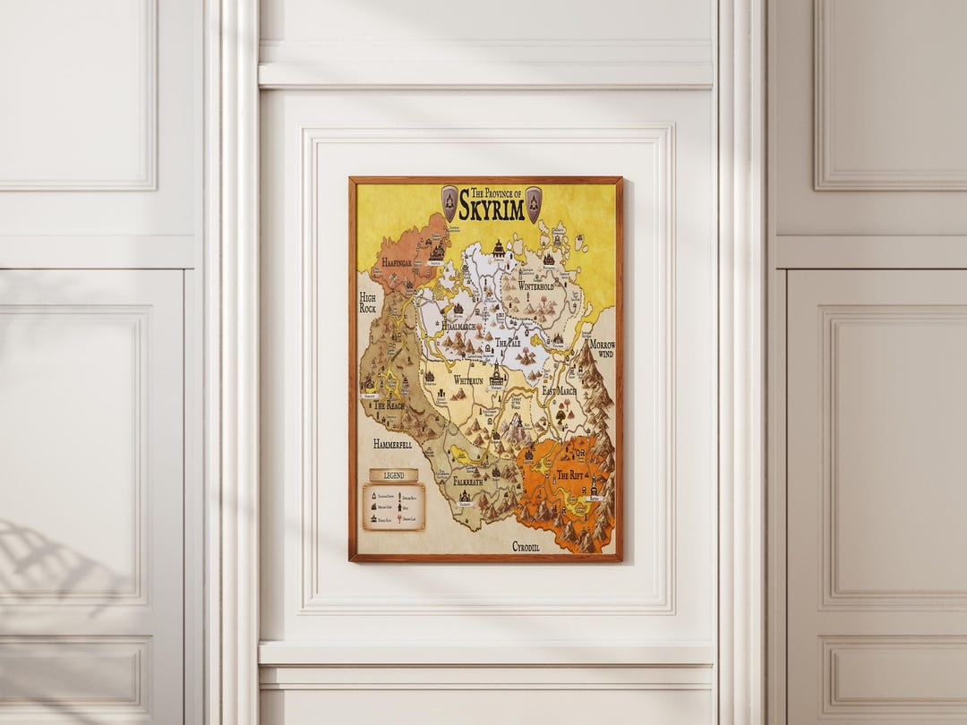 Skyrim Map Printtamriel in Stunning Canvas Artelder Scrolls Map of ...