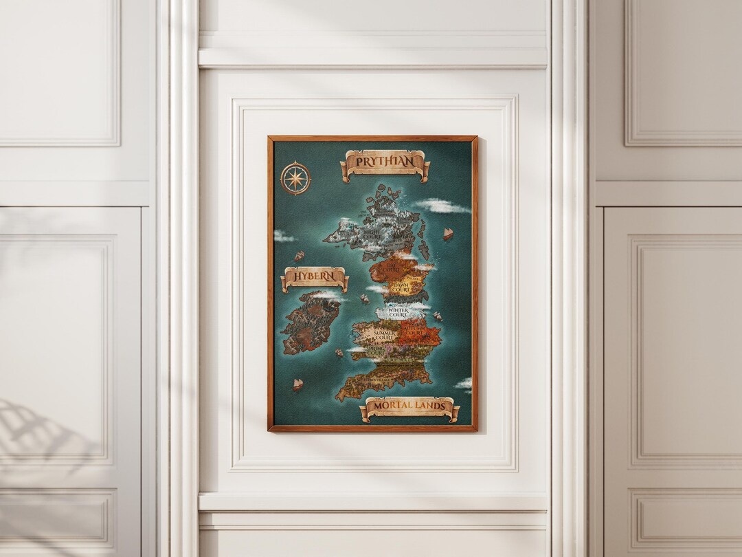 Prythian Map Poster – Acotar Digital Print, Fantasy Wall Art, Court of ...