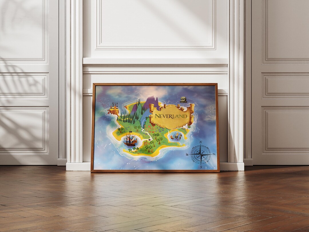 Fantastic Neverland Map|neverland Magical Map Print|never Island Wall ...