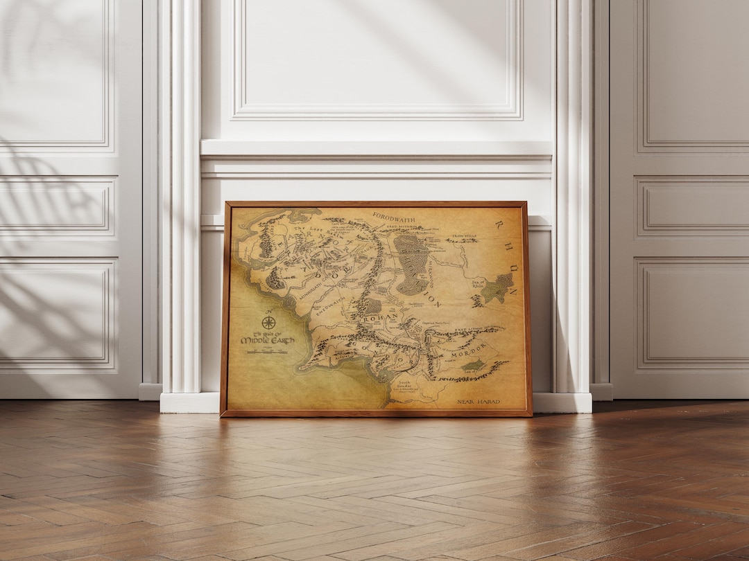 Lord of the Rings Map – LOTR Map Print, Middle Earth Wall Art, Fantasy ...