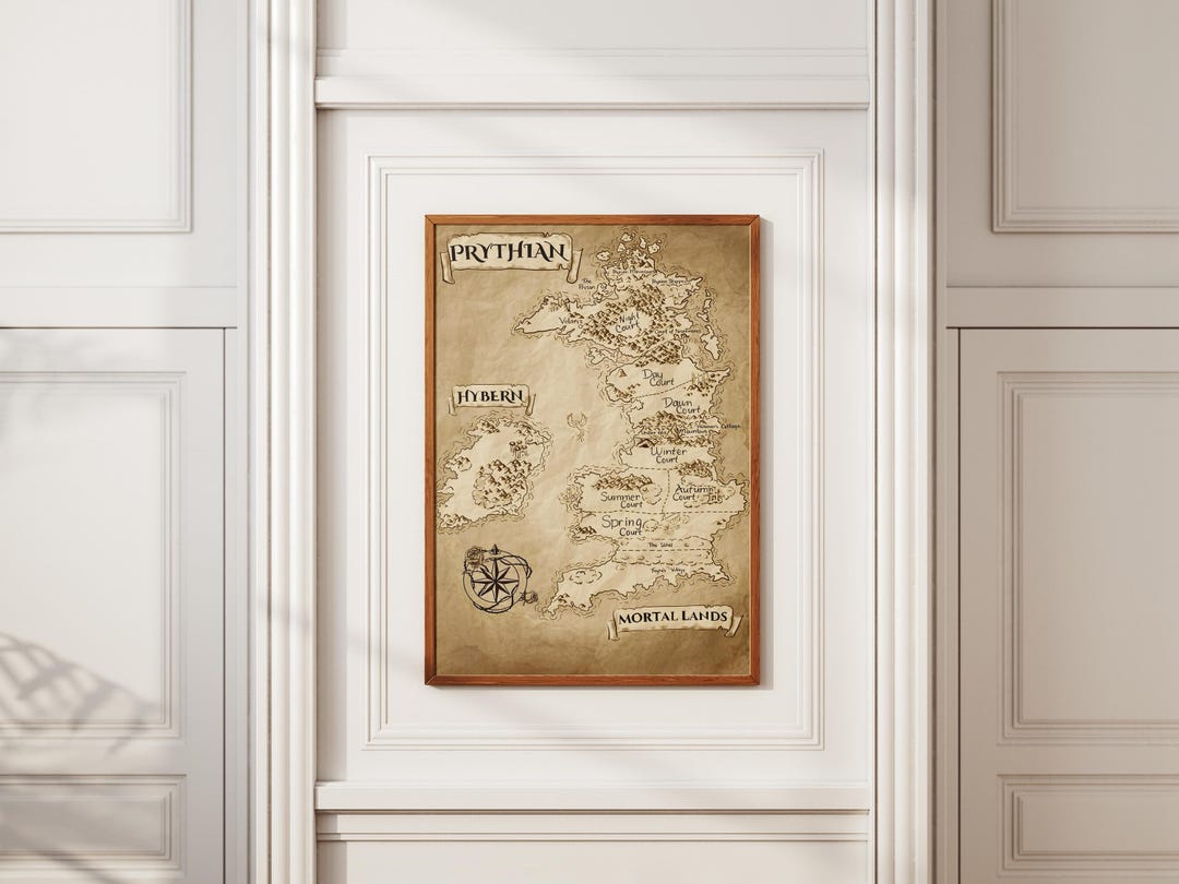 Prythian Map Poster – Acotar Digital Print, Fantasy Wall Art, Court of ...