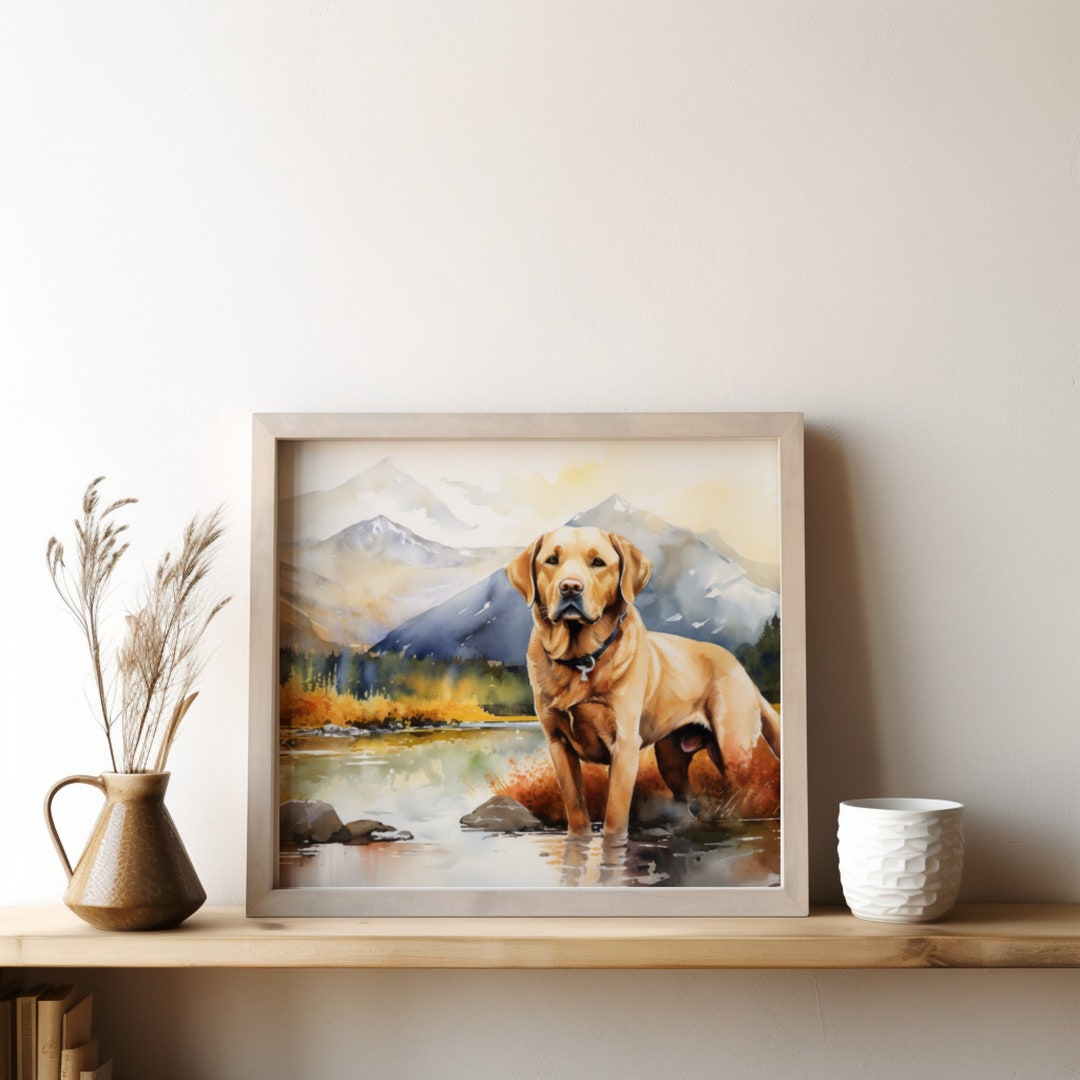 Golden Serenity Golden Lab Watercolor Hunting Dog - Etsy