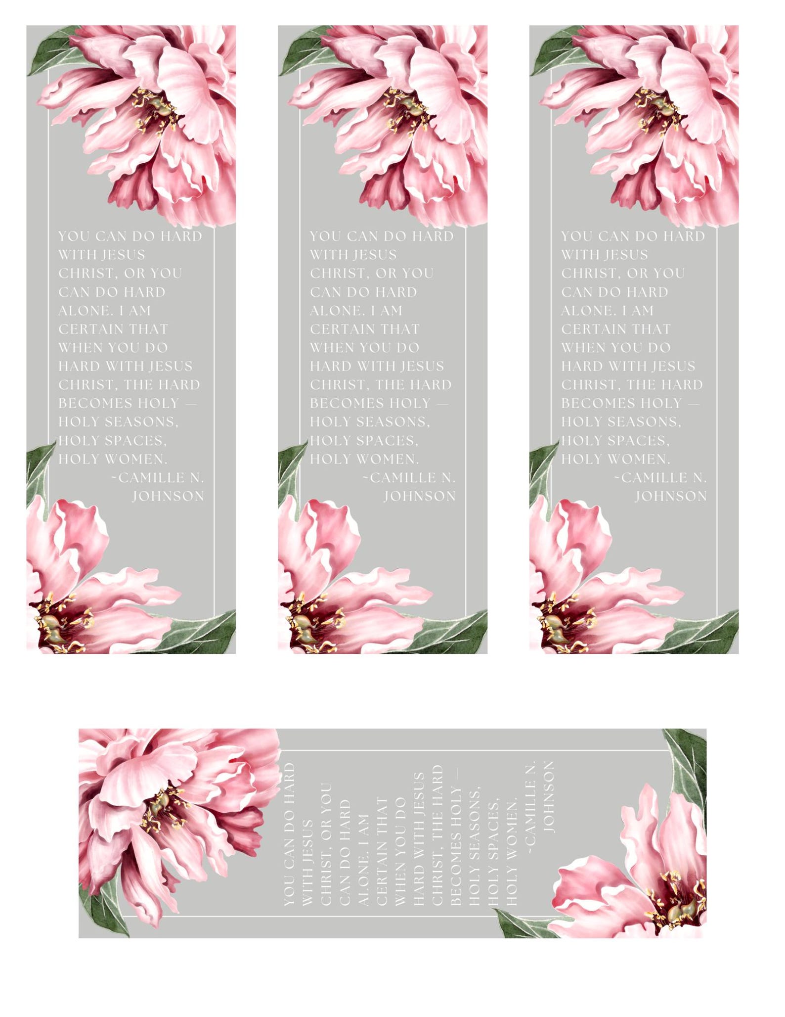 Printable LDS Bookmark | “you Can Do Hard With Jesus Christ” | Camille ...