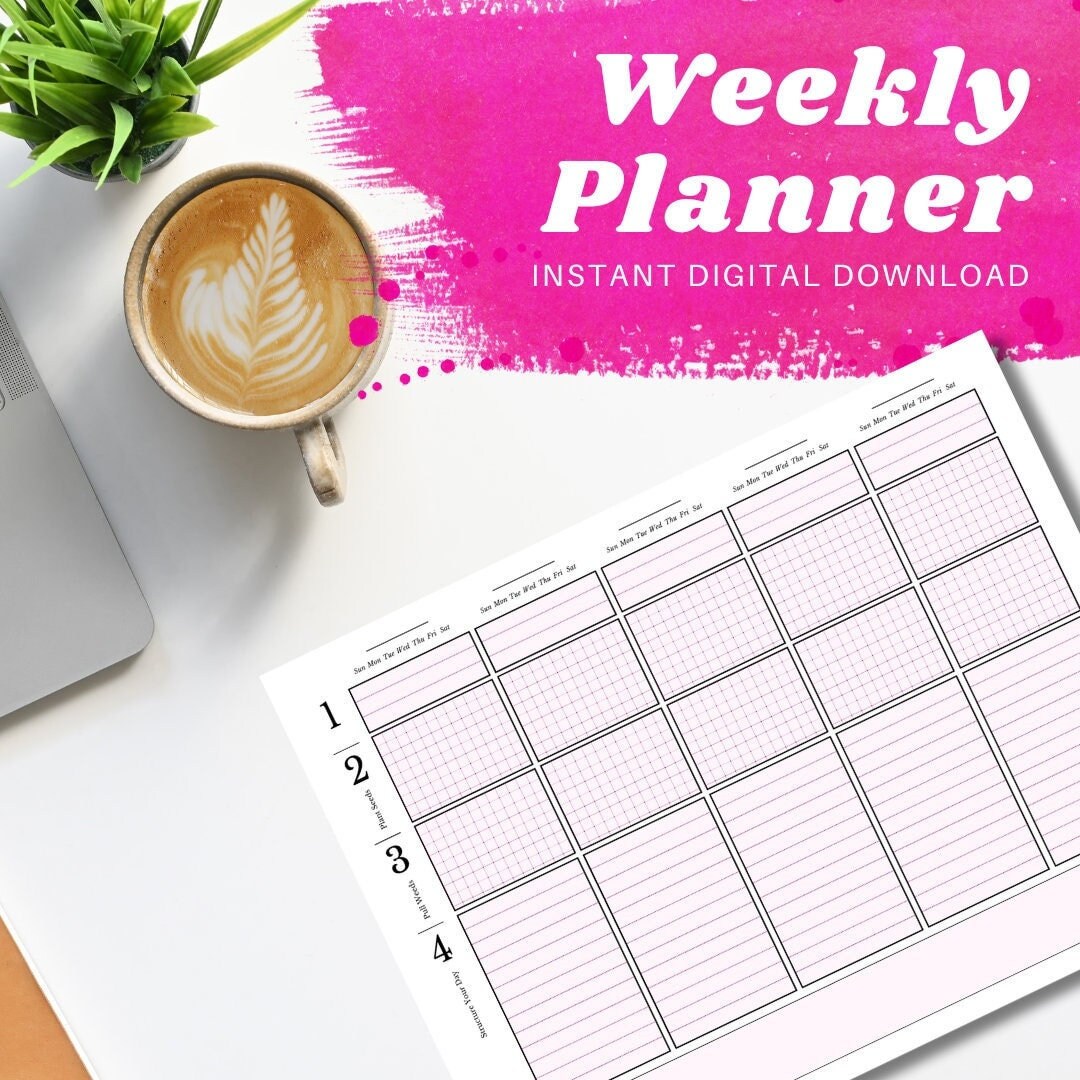 Weekly Planner Printable, Weekly Planner PDF Template, Weekly Agenda ...