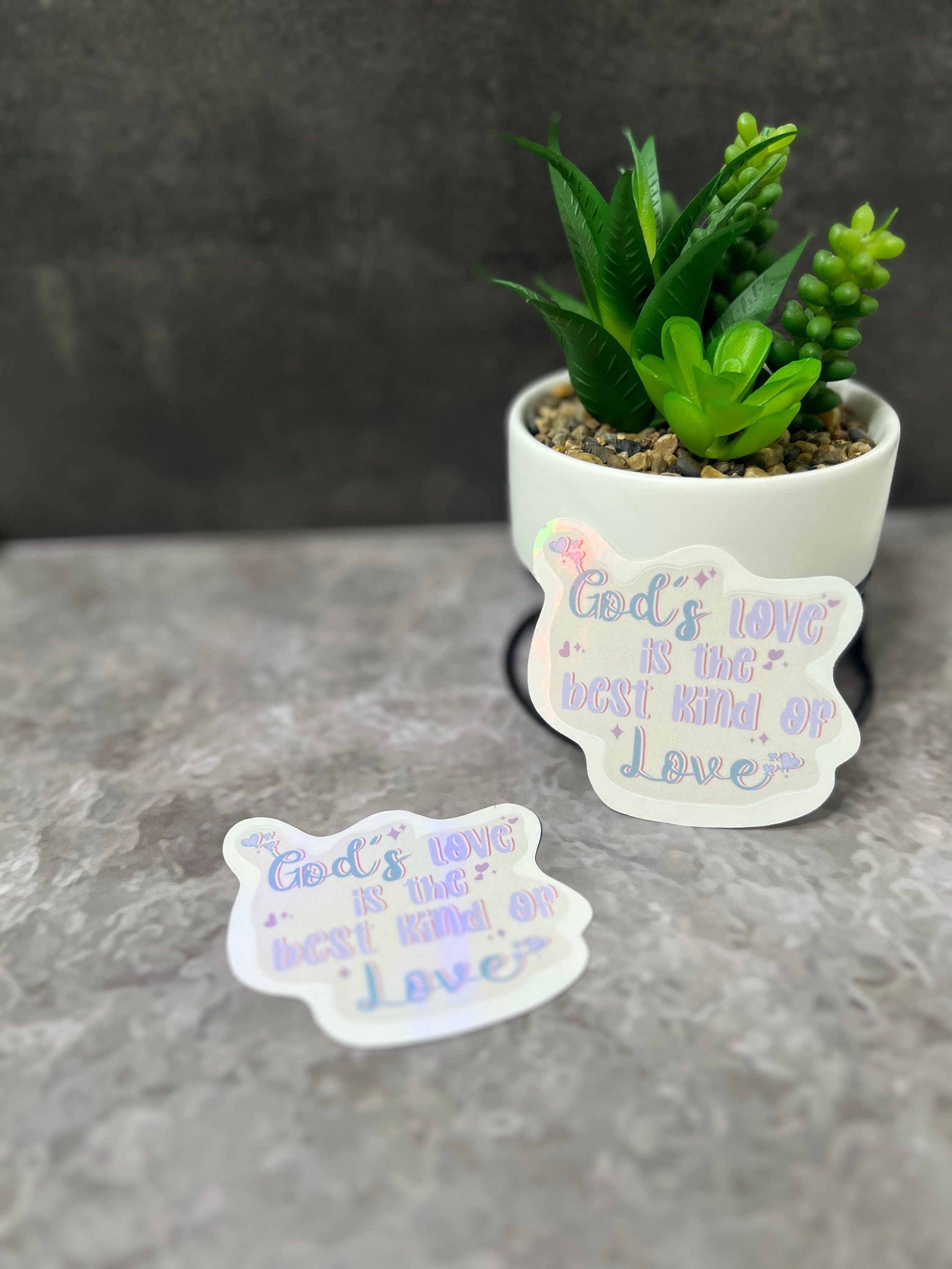 Holographic Christian Sticker: God's Love Waterproof Decal - Etsy