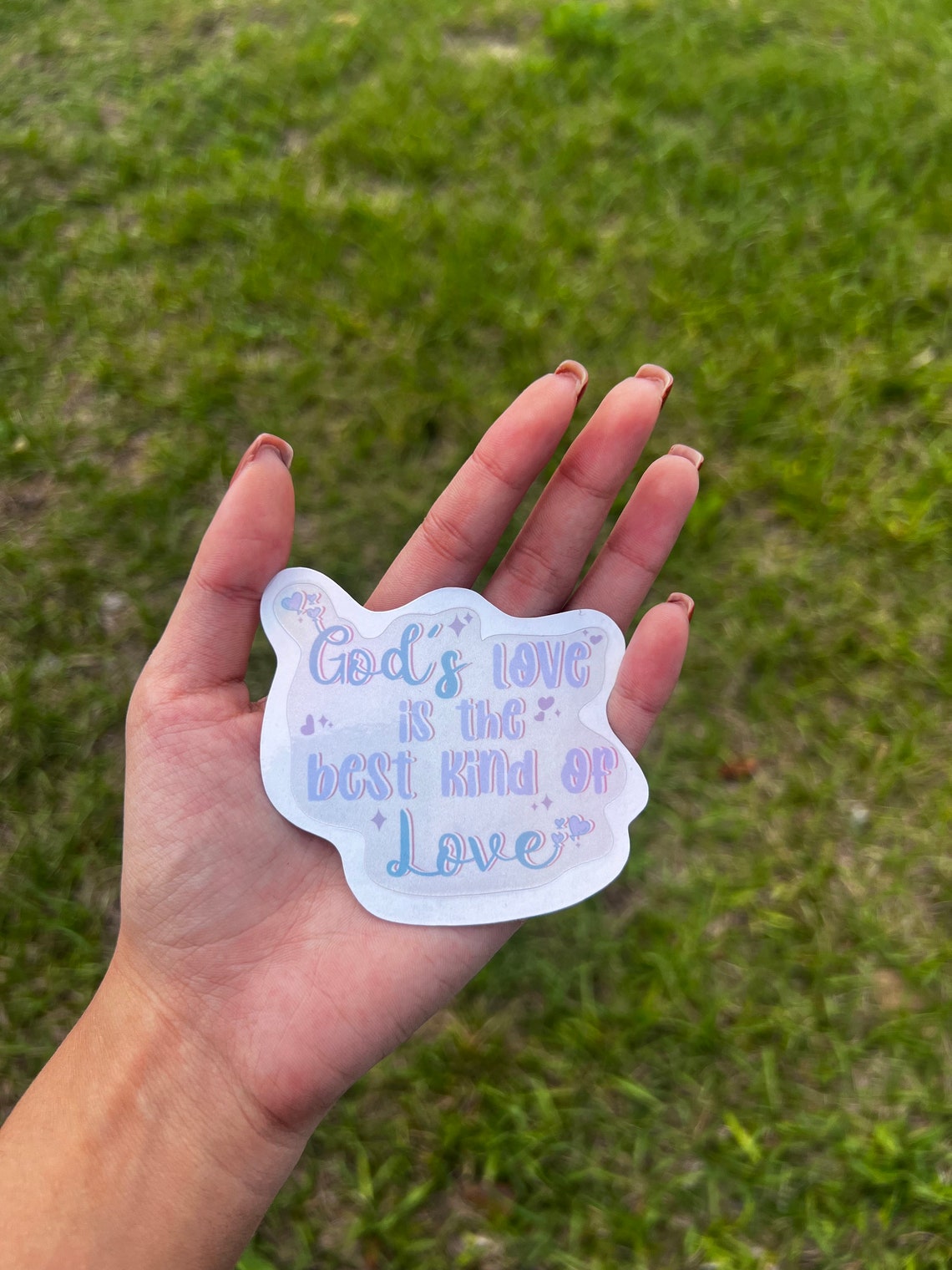 Holographic Christian Sticker: God's Love Waterproof Decal - Etsy