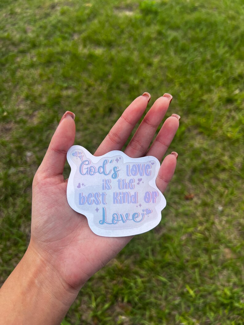 Holographic Christian Sticker: God's Love Waterproof Decal - Etsy