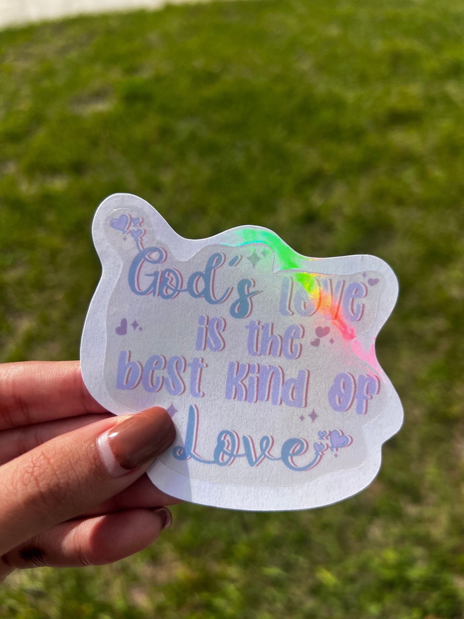 Holographic Christian Sticker: God's Love Waterproof Decal - Etsy