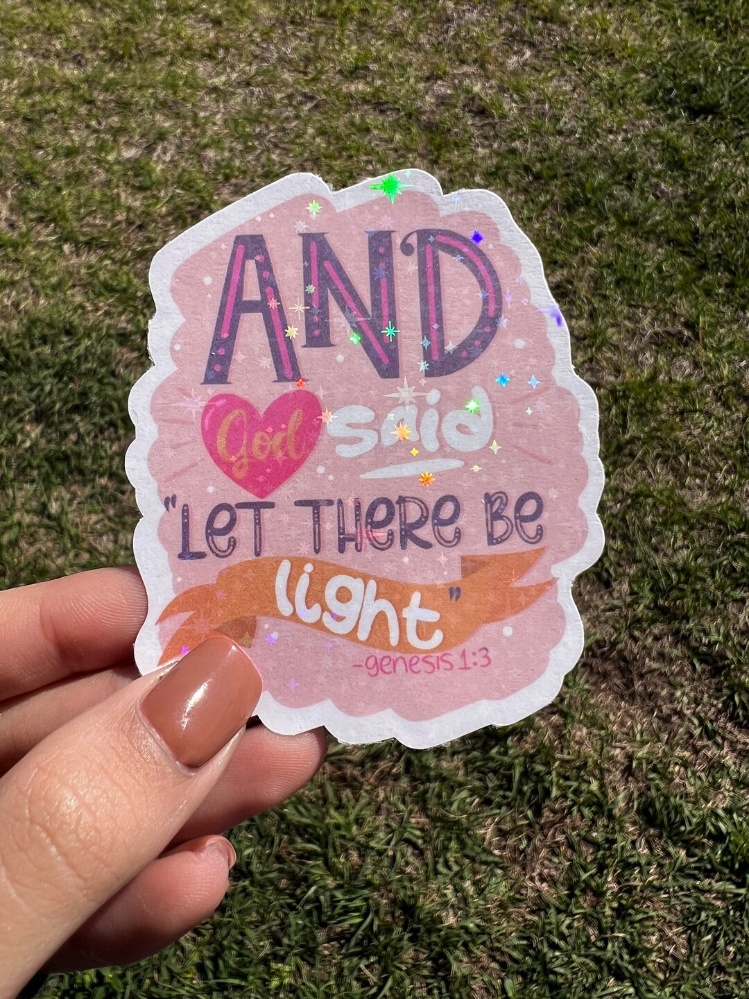 Christian Holographic Sticker, God Said Let There Be Light, Waterproof ...