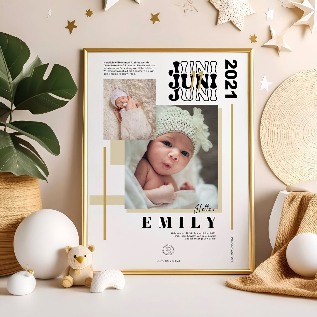 Personalized Baby Poster: Magazine Cover With Birth Details and Photo ...