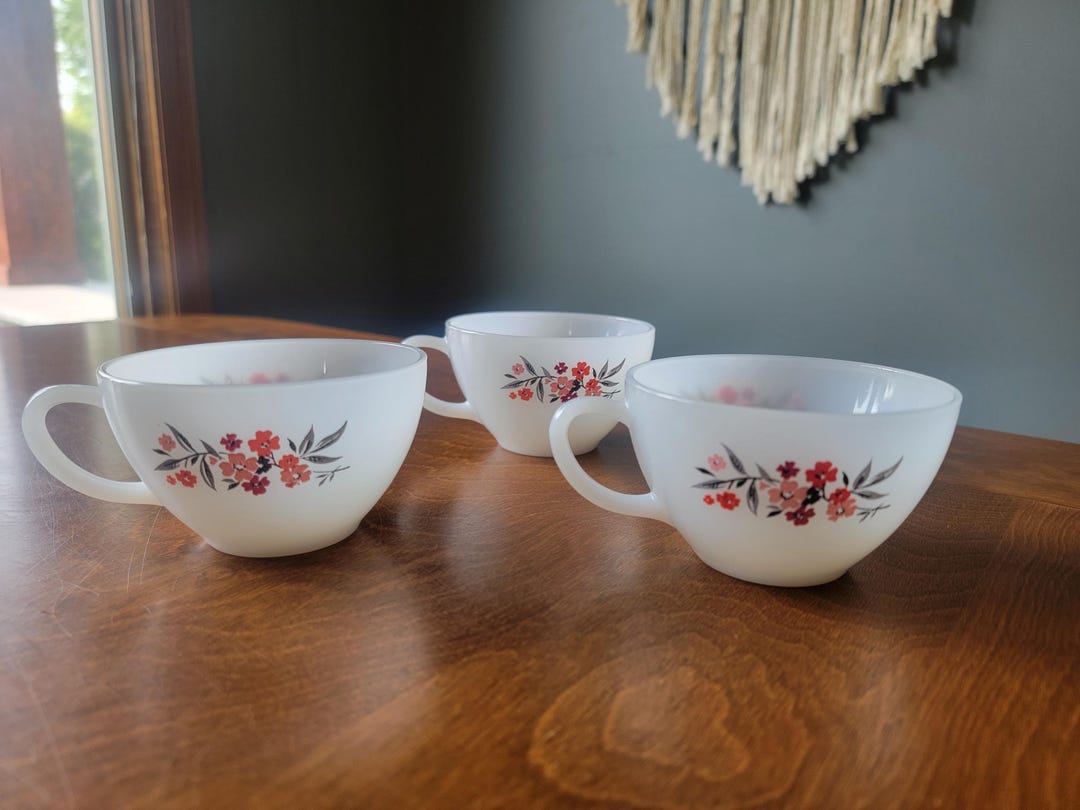 Fire King Primrose Pattern Anchor Hocking Vintage 50's Tea Cups Set of ...