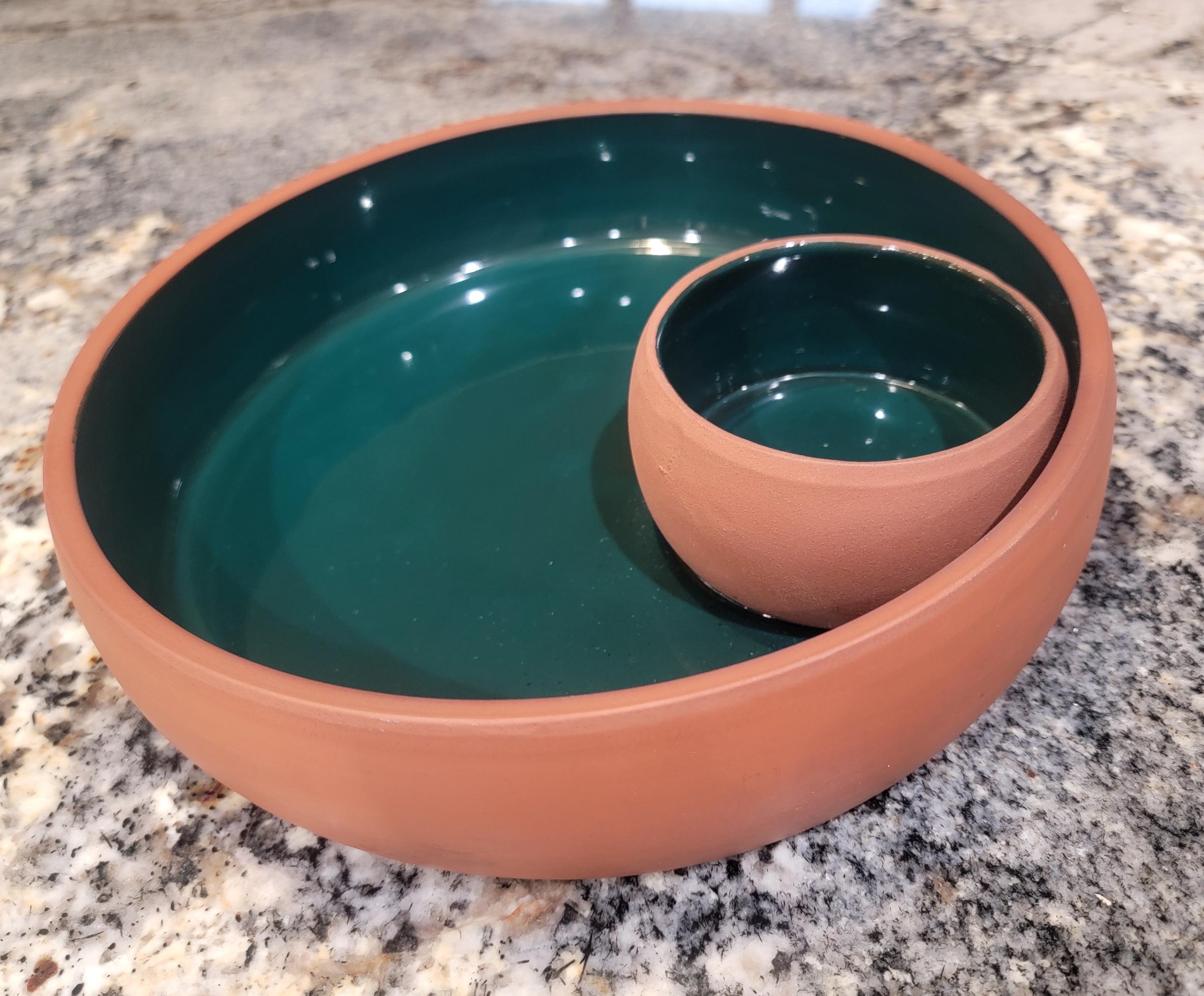 Vintage Terra Cotta Over and Back Inc. Chip and Dip Serving Dish With ...