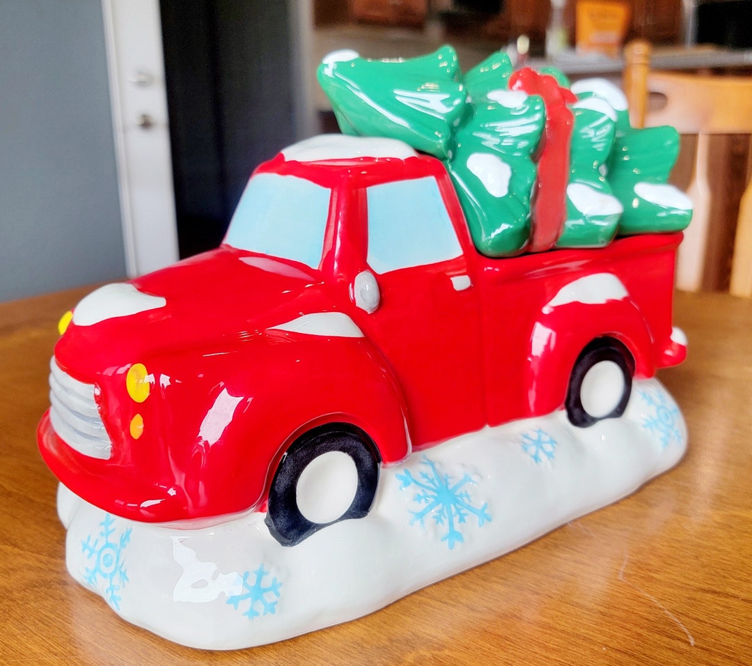 Earthenware, Antique Look, Red Truck Cookie Jar - Etsy