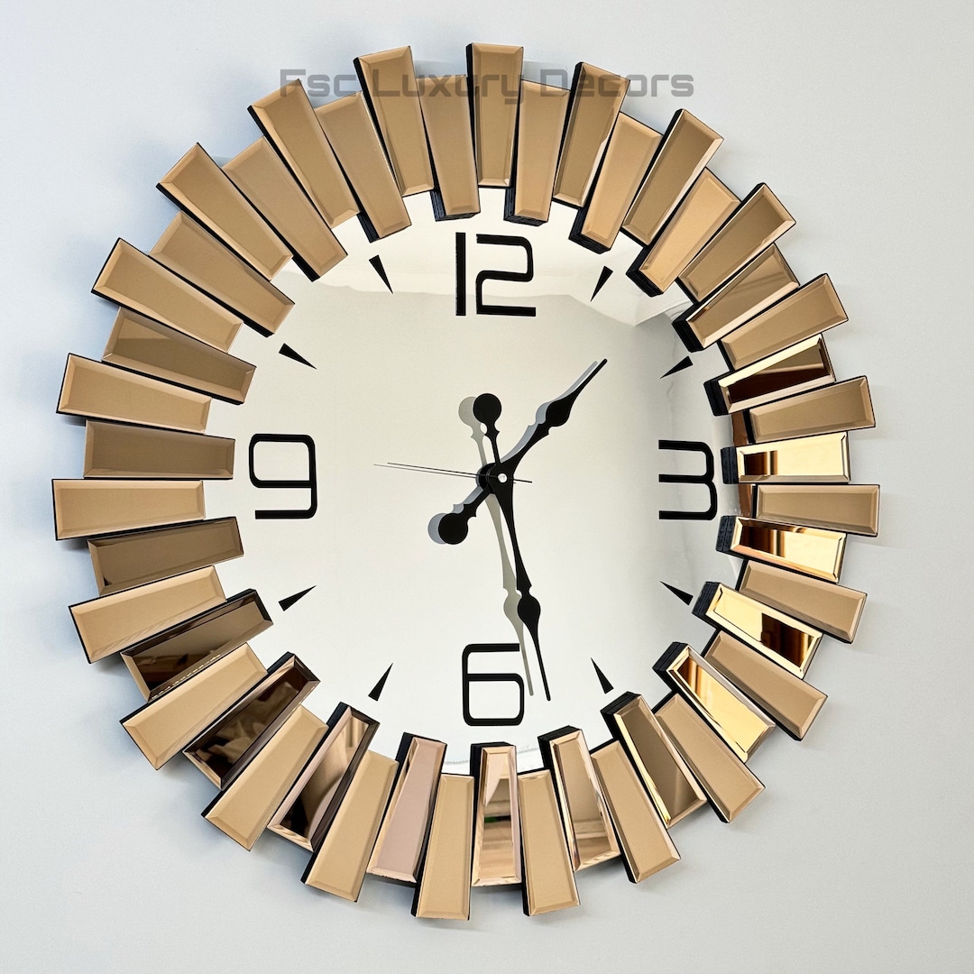 Decorative Wall Mirror Clock and Luxury Wall Art Decor, Bronze Glass ...