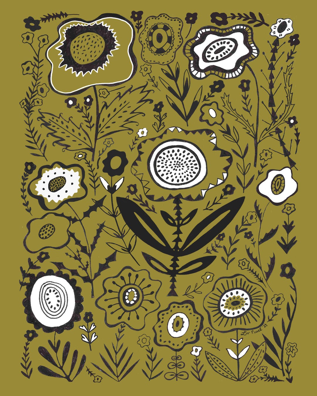 Folk Art Flower Doodle—earthy Collection - Etsy