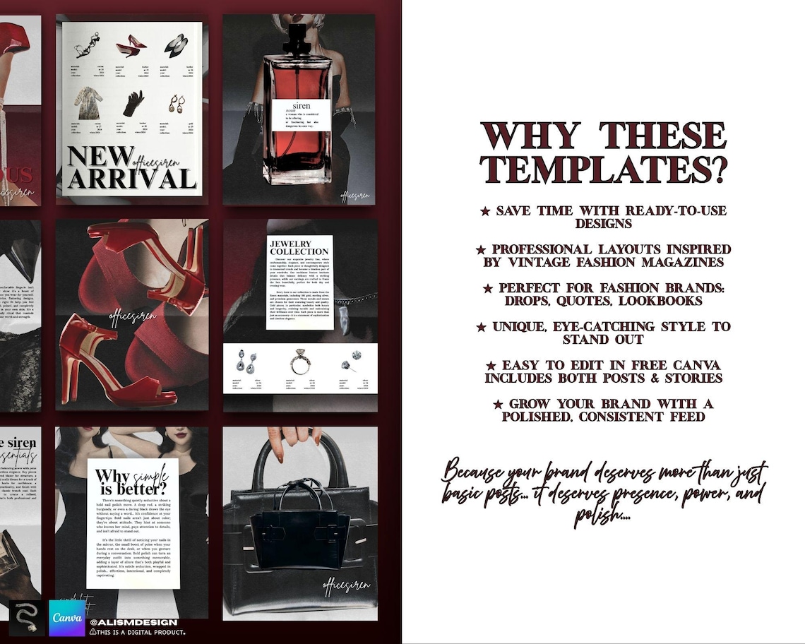 Canva Fashion Instagram Template: Vintage Magazine Style (editable, 140 ...