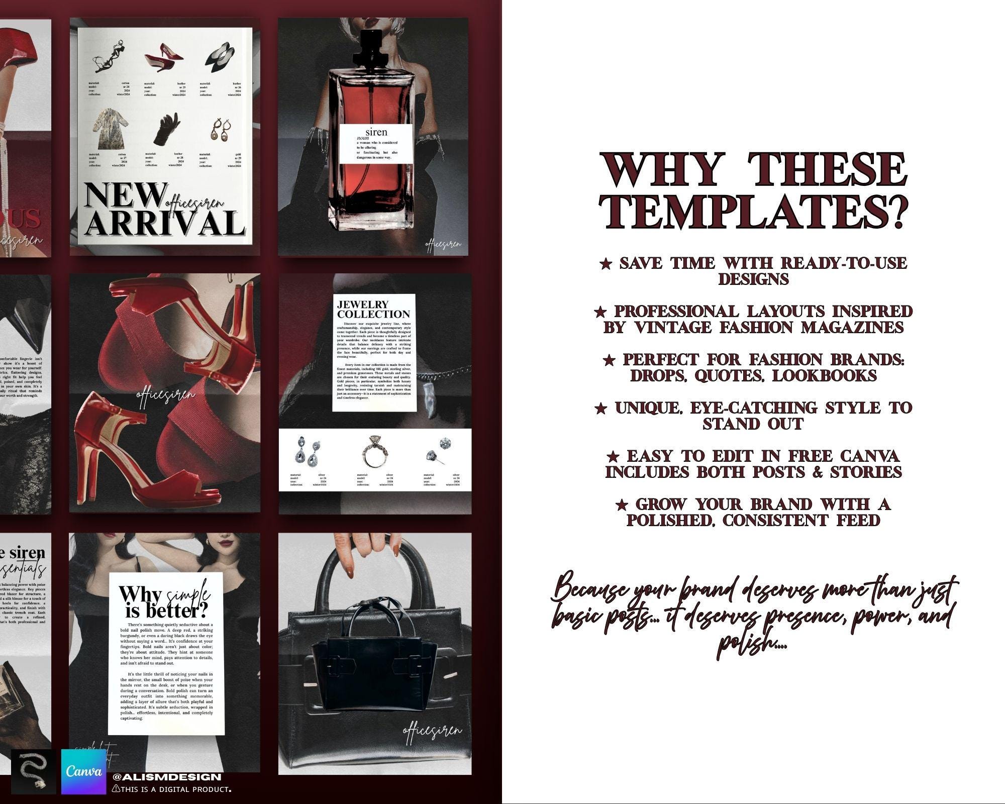 Canva Fashion Instagram Template: Vintage Magazine Style (editable, 140 ...