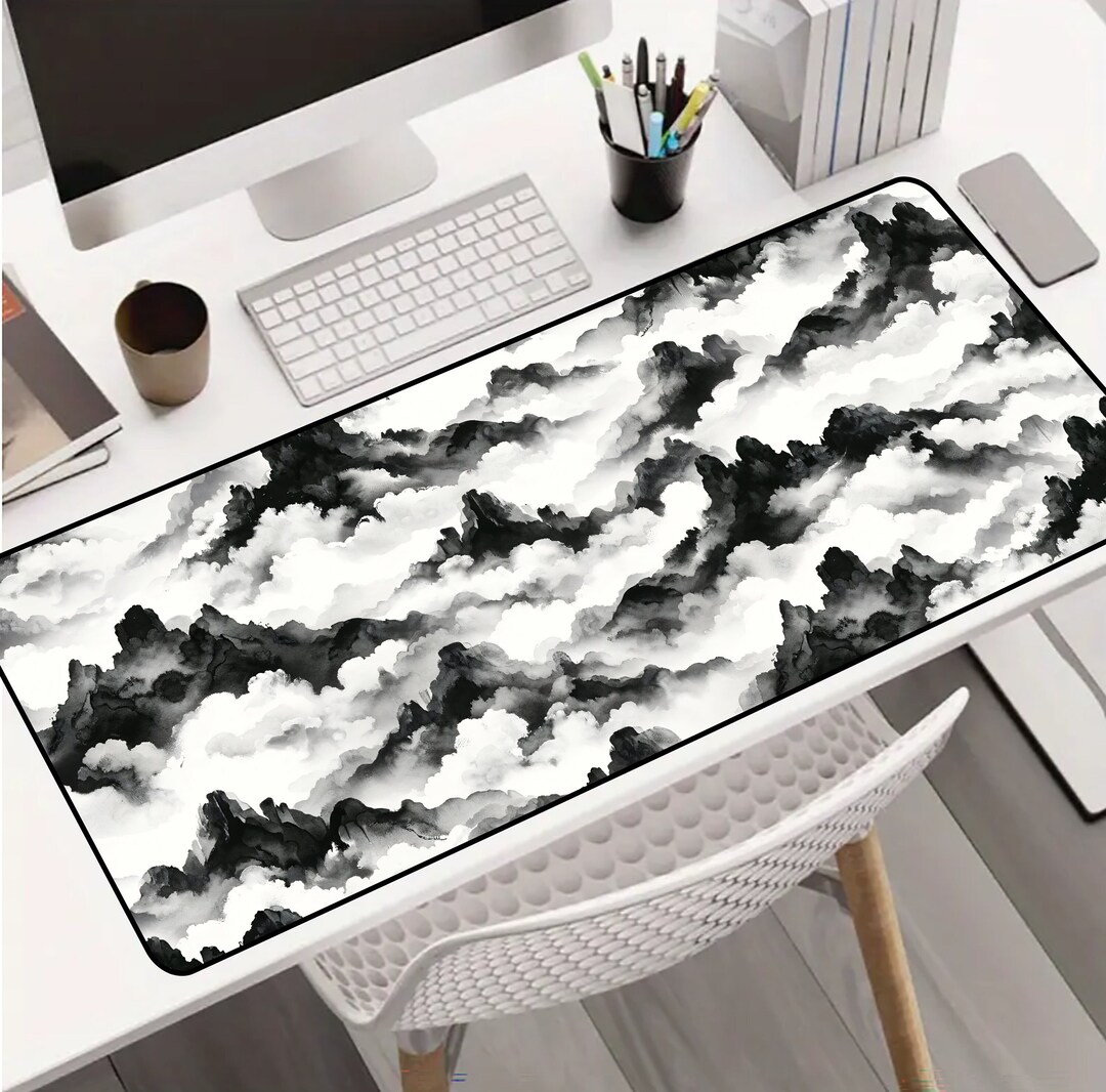 Watercolor Cloudy Mountains Gaming Mousepad - High Quality XXL Mouse ...