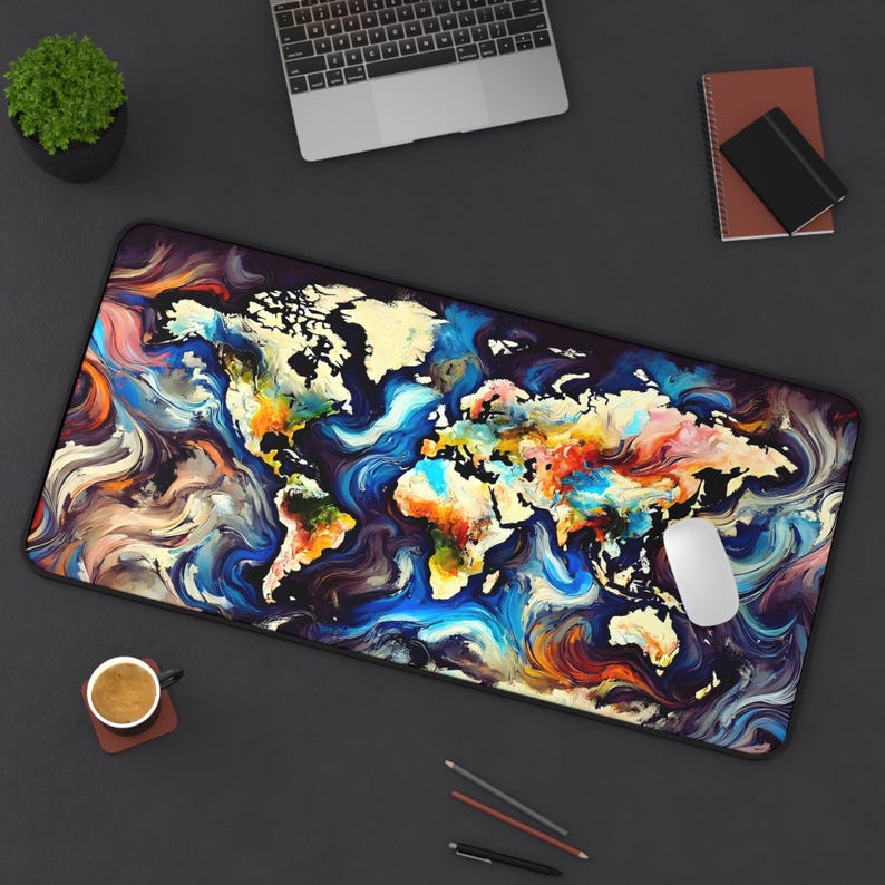 Watercolor World Map Gaming Mousepad - High Quality XXL Mouse Pad ...