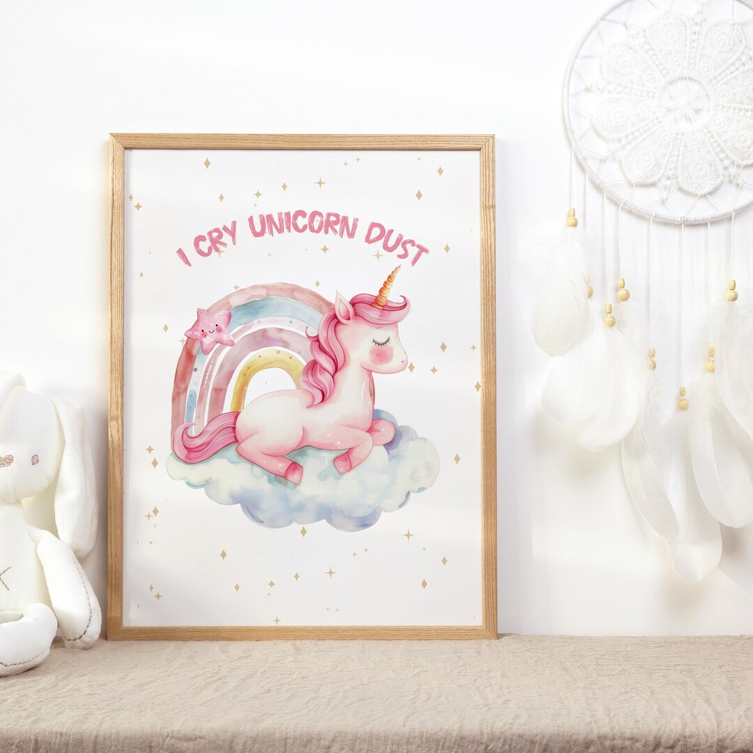 Whimsical Unicorn Wall Art Print | I Cry Unicorn Dust Quote | Unicorn ...