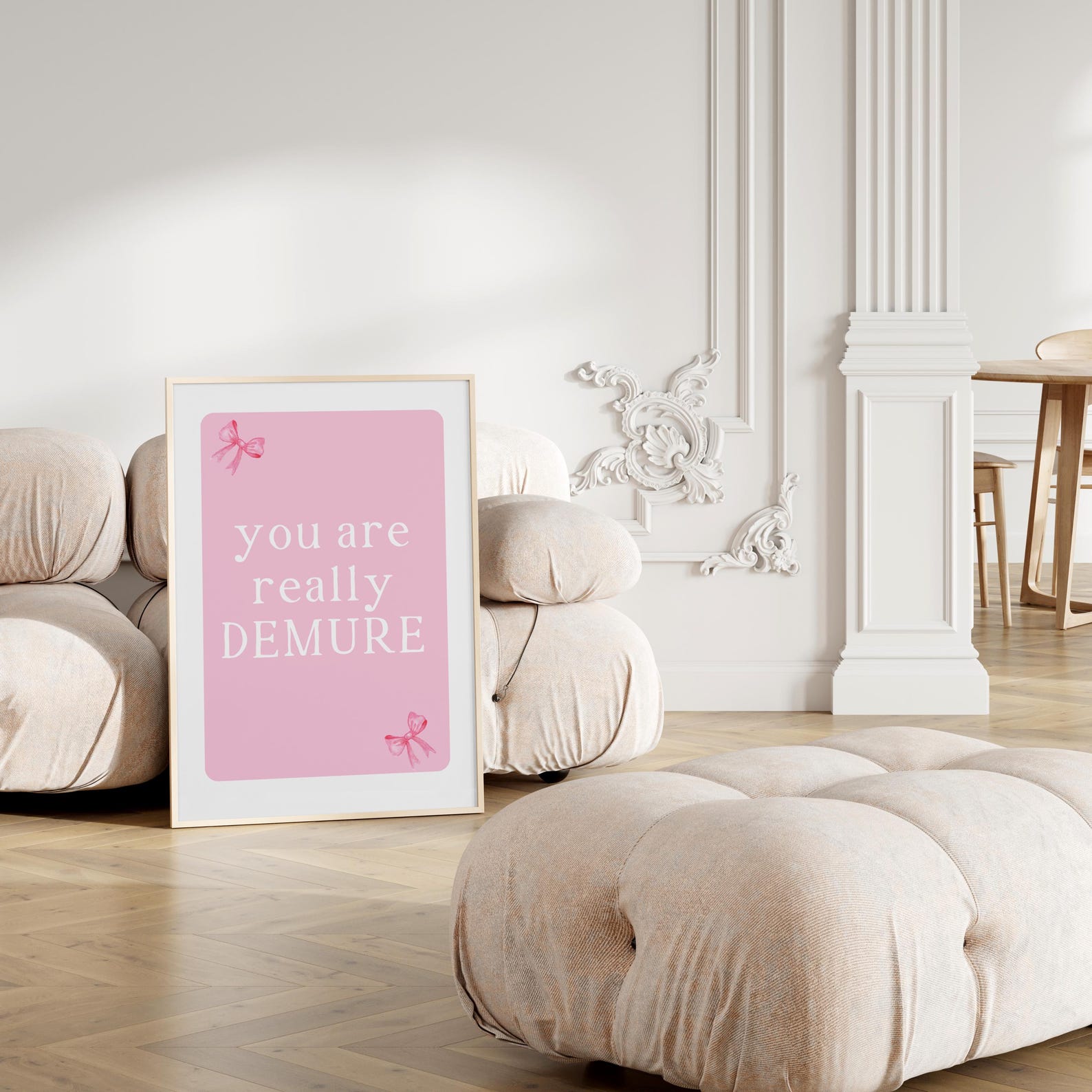 You Are Really Demure Wall Art Print, Trendy Pink Bow Wall Art, Girly ...