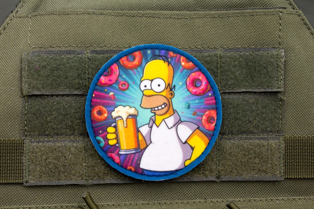 Homer Simpson With Beer and Donuts Hook and Loop Morale Patch - Etsy