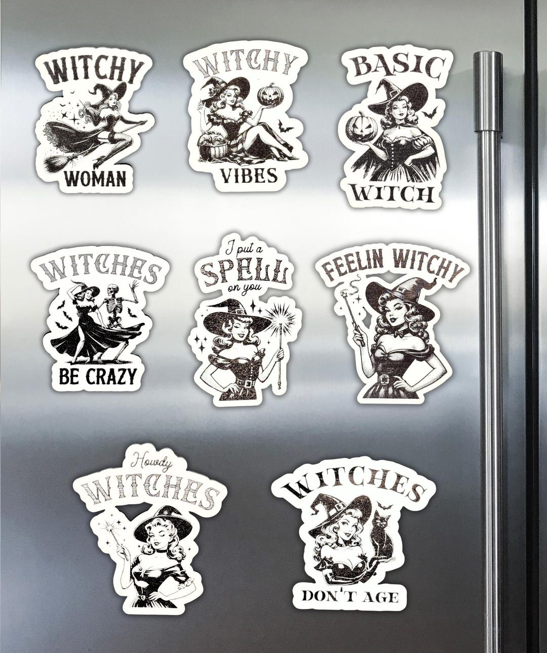 Vintage Witch Refrigerator Magnets: Sassy Spooky Laser Engraved Set - Etsy