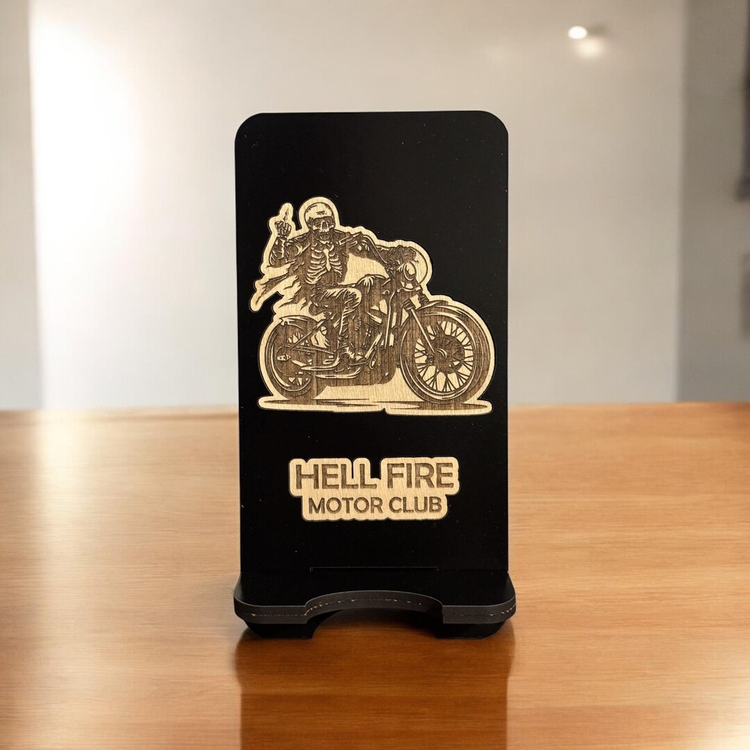 Personalized Biker Phone Stand: Laser Cut Motorcycle Desk Decor - Etsy