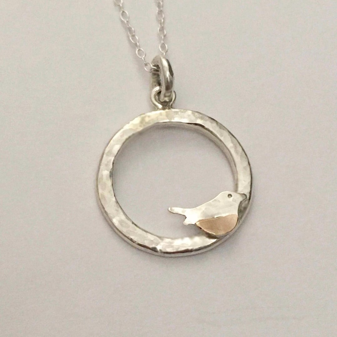Silver Robin Necklace, Robin Necklace, Silver Bird Necklace, Silver ...