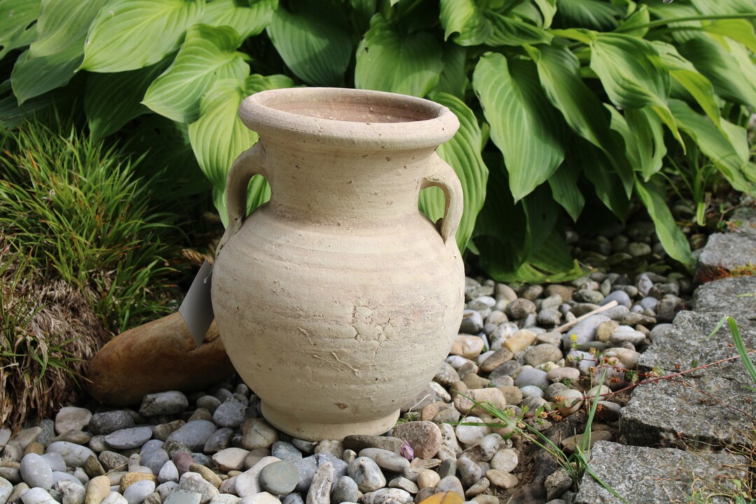 Kleine Amphore aus Terracotta weiß, Höhe 25 cm, Amphore zum Bepflanzen ...