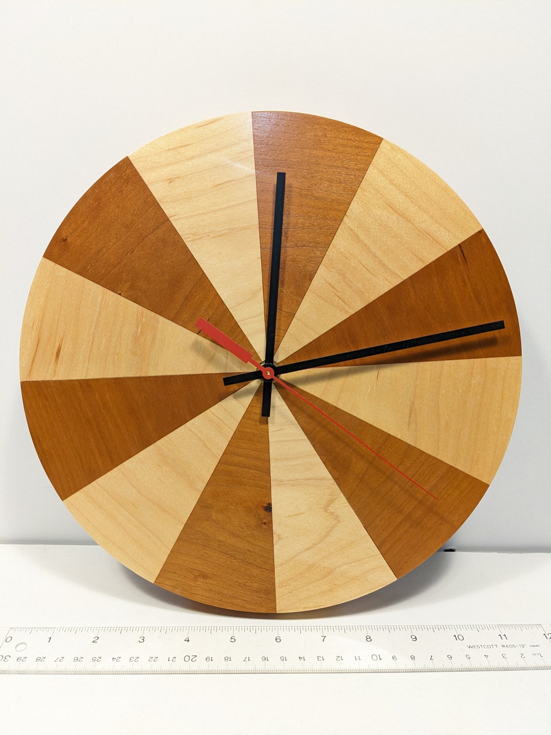 Segmented Wood Wall Clock, Cherry and Maple - Etsy