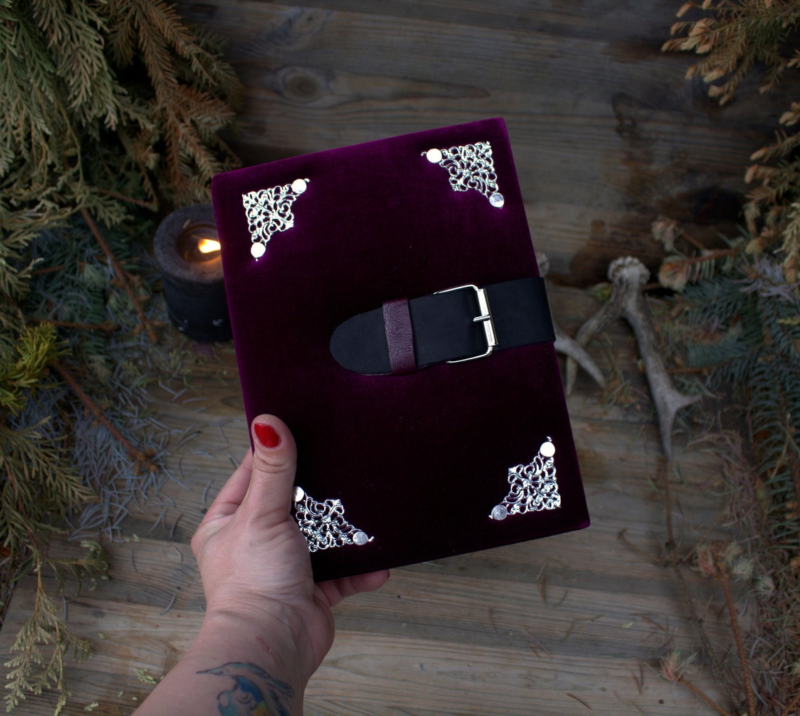 Handmade Book of Shadows Journal, Handmade Journal Velvet, Grimoire ...