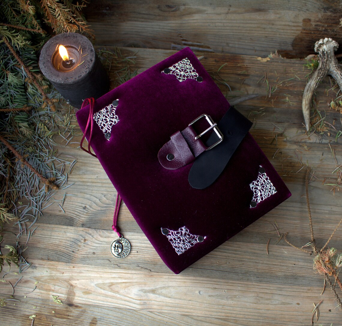 Handmade Book of Shadows Journal, Handmade Journal Velvet, Grimoire ...