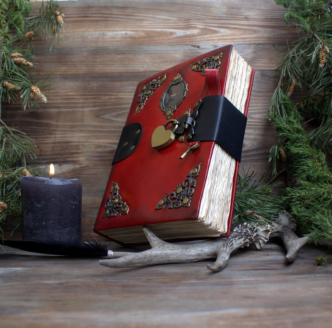 Thick Red Witch Grimoire ,book of Shadows Handmade,locking Diary 500 ...
