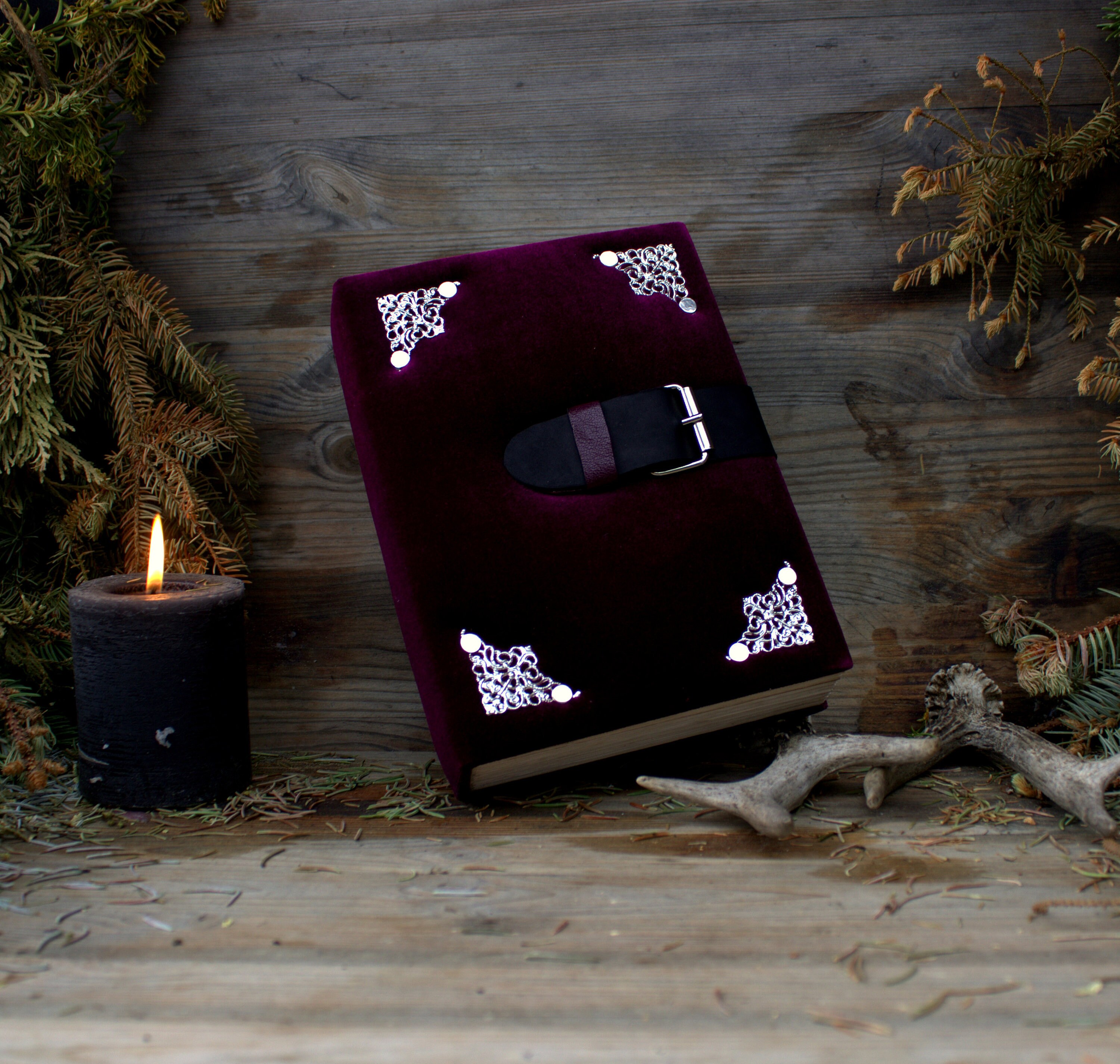 Handmade Book of Shadows Journal, Handmade Journal Velvet, Grimoire ...